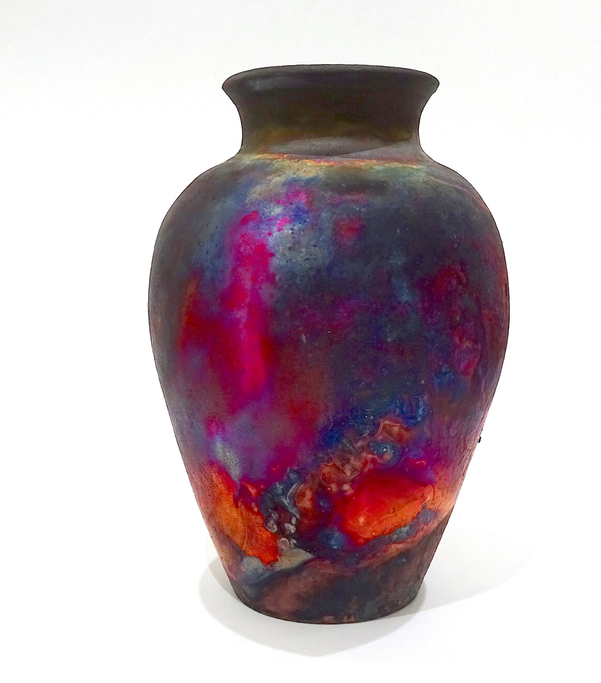 LARGE COPPERFUMED RAKU POT by Pat Armstrong (Ceramics)
