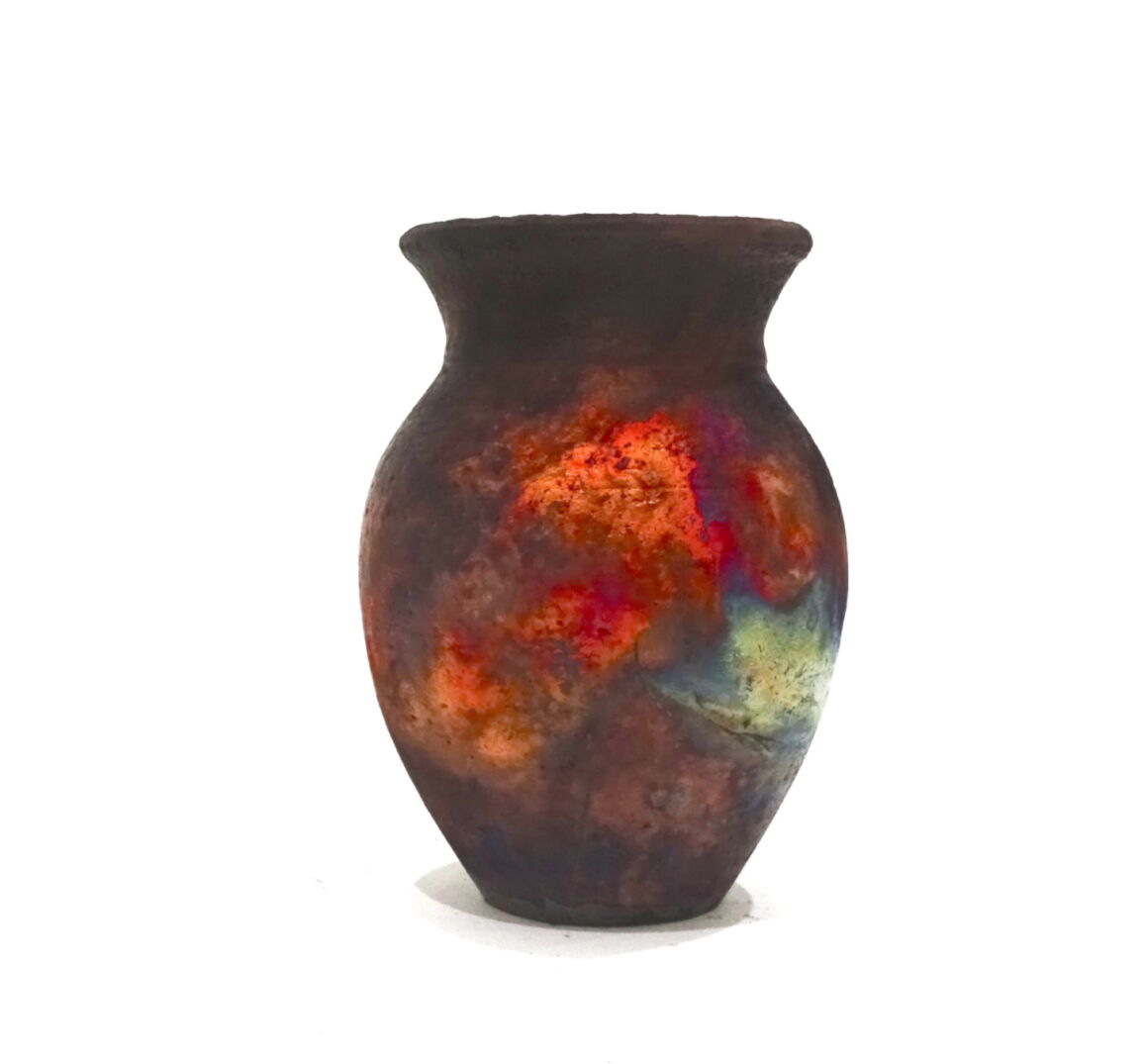 SMALL COPPER FUMED RAKU POT by Pat Armstrong (Ceramic)
