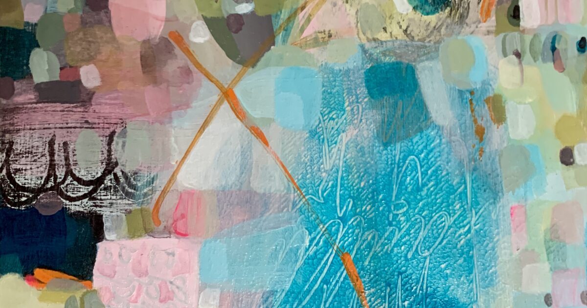 PEACEFUL LAKE by Kim Bramley (Acrylic, Collage On Wood Panel)