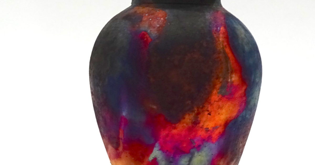 MEDIUM COPPER FUMED RAKU POT by Pat Armstrong (Ceramics)