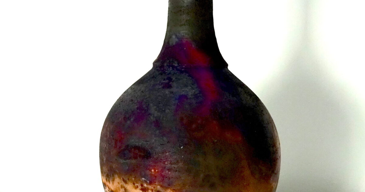 MED COPPER FUMED RAKU BOTTLE by Pat Armstrong (Ceramics)